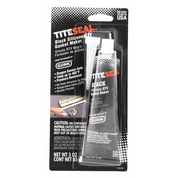 Titeseal Sealant Compound RTV Silicone Sealant, 3 oz., Black, Temp ...