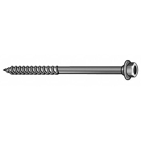 Zoro Select Timber Screw, Ceramic Case Hardened Steel Hex Washer Head ...