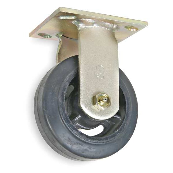 Zoro Select Rigid Plate Caster, Rubber, 8 in., 500 lb. 1NVH3 | Zoro
