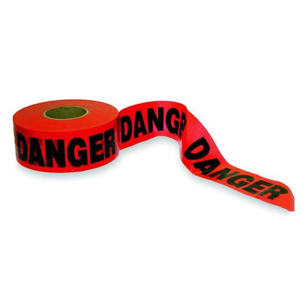 Zoro Select Barricade Tape, Danger, Red, 3 in Wide x 1000 ft Long, Polyethylene, 1.6 mil ...