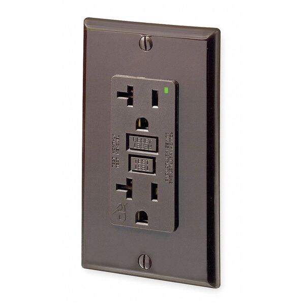 Leviton GFCI Receptacle, 20 Amps AC, 5-20R, Brown 7899 | Zoro
