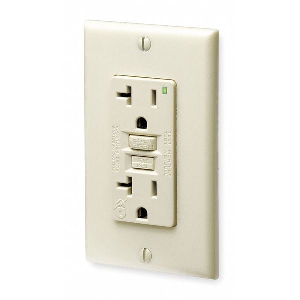 Leviton GFCI Receptacle, 20 Amps AC, 5-20R, Ivory 7899-I | Zoro