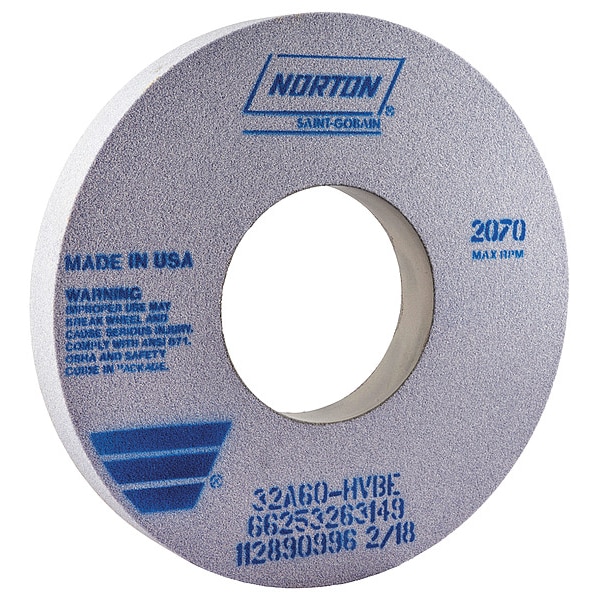 Norton Abrasives Grinding Wheel, T1, 12x1-1/2x5, AO, 60G, Sft ...