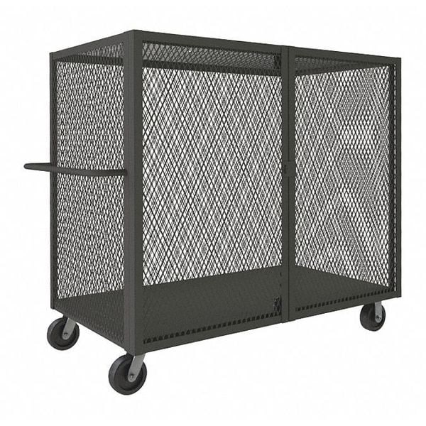 Zoro Select Dual-Latch Welded Mesh Security Cart with Fixed Shelves ...