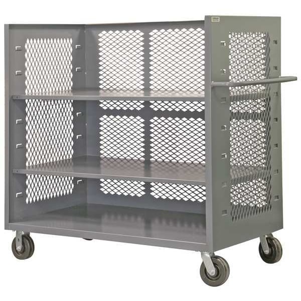 Zoro Select 14 ga. Steel 3 Sided Mesh Stock Cart 2000 lb. Capacity, 78 ...