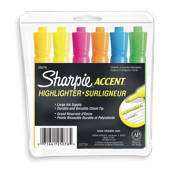 Sharpie Highlighter, Wide Barrel, PK36 25876PP | Zoro