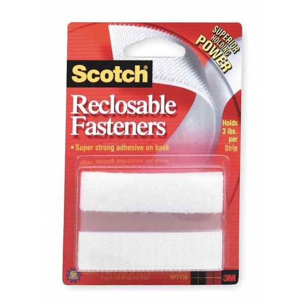 Scotch Reclosable Fastener Strip, Acrylic Adhesive, 3", 3/4" Wd, White ...