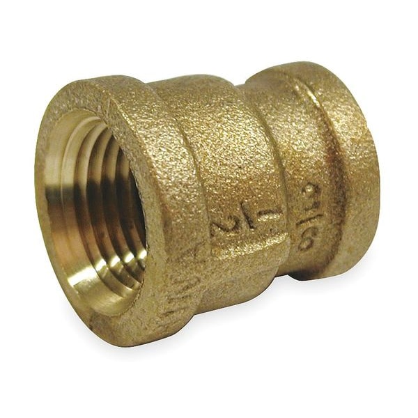 Zoro Select Reducing Coupling Red Brass Reducing Coupling, 1/4 in ...