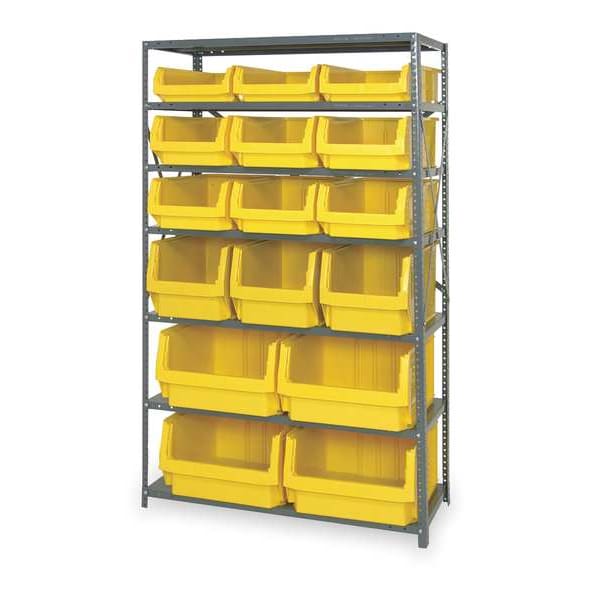 Quantum Storage Systems Steel Bin Shelving, 42 in W x 75 in H x 18 in D ...