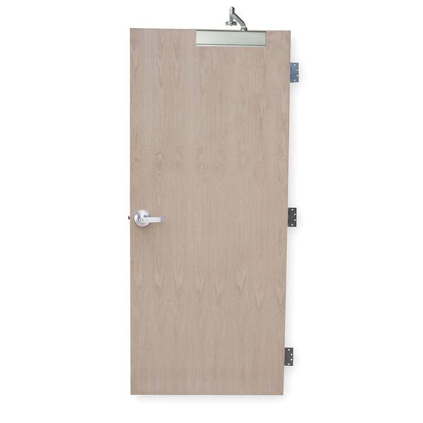 Ceco Security Door, LH, 80" H, 36" W, 1-3/4" Thick, Red Oak Veneer ...