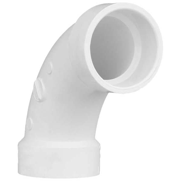 Zoro Select PVC 90 Degree Long Sweep Elbow, Hub, 1-1/2 in Pipe Size ...