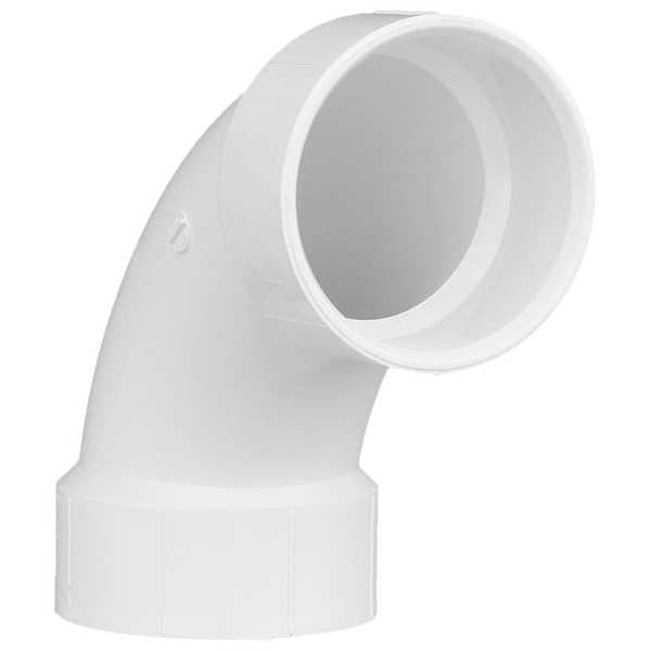 Zoro Select PVC Elbow, 90 Degrees, Long Sweep, Hub, 3 in Pipe Size ...