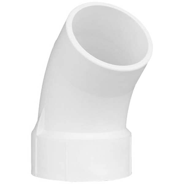 Zoro Select PVC 45 Degree Street Elbow, Hub x Spigot, 3 in Pipe Size ...