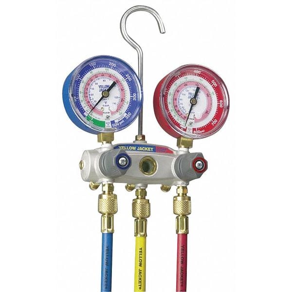 Yellow Jacket Mechanical Manifold Gauge Set, 2-Valve 49805 | Zoro