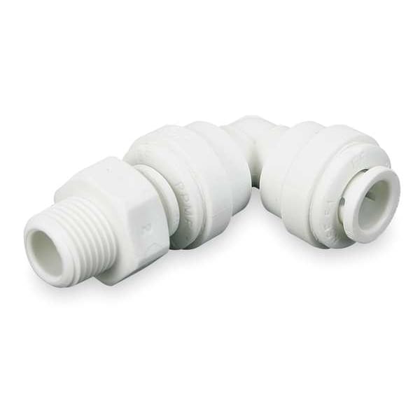 John Guest Push-Fit Elbow Fitting, 1/4 in Tube Size, Polypropylene ...
