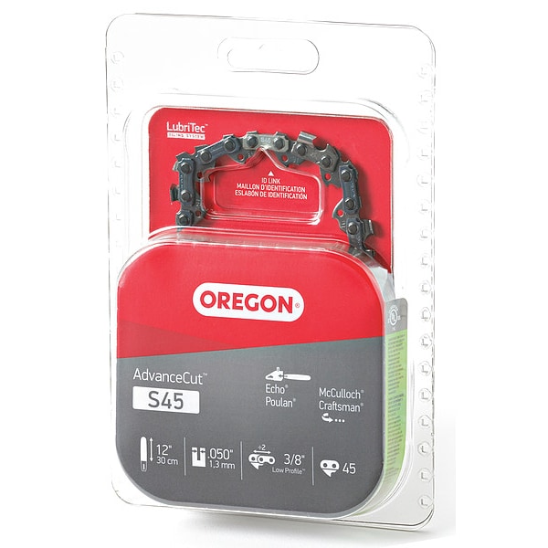 Oregon Saw Chain, 12 In., .050 In., 3/8 In. Pitch S45 | Zoro