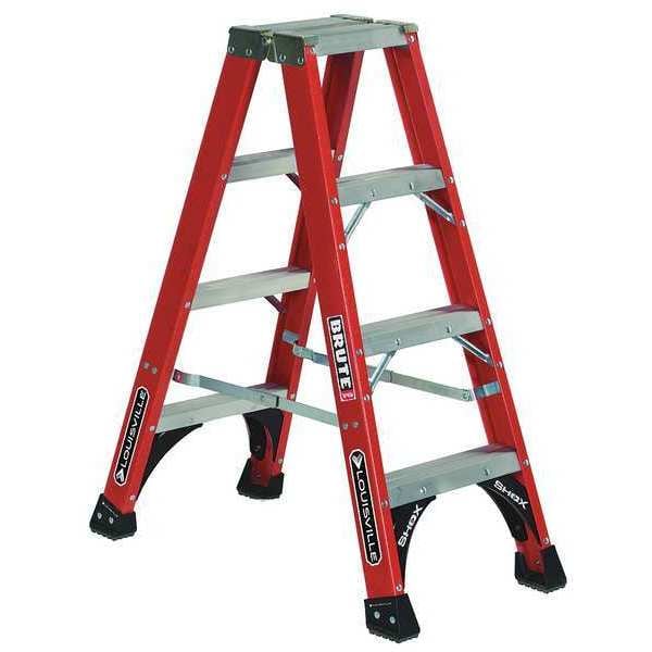 Werner 4 Ft Fiberglass Twin Step Ladder With 375 Lb Load Capacity