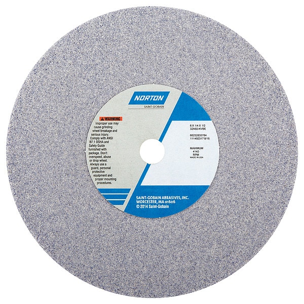 Norton Abrasives Grinding Wheel, T1, 6x1/4x1/2, AO, 60G, PK5 ...