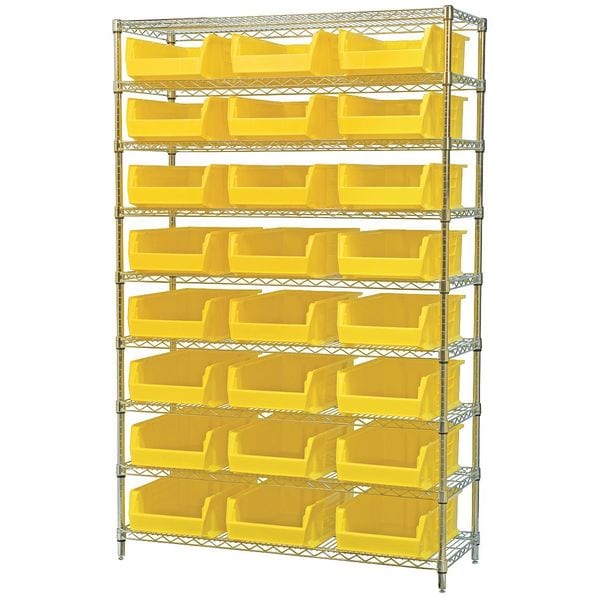 Akro-Mils Steel Bin Shelving, 48 in W x 74 in H x 18 in D, 9 Shelves ...
