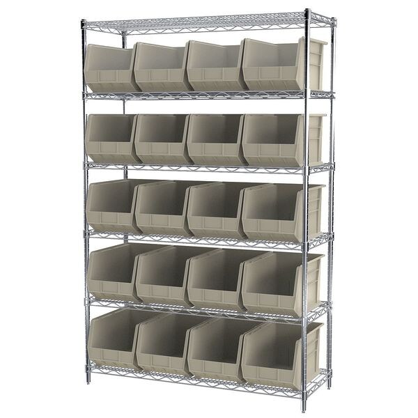 Akro-Mils Steel Wire Bin Shelving, 48 in W x 74 in H x 18 in D, 6 ...