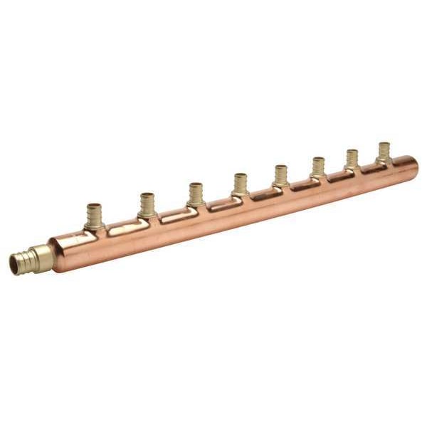 Zurn PEX Manifold, Copper, PEX, 19-1/2 In. L QCM43-8GX | Zoro