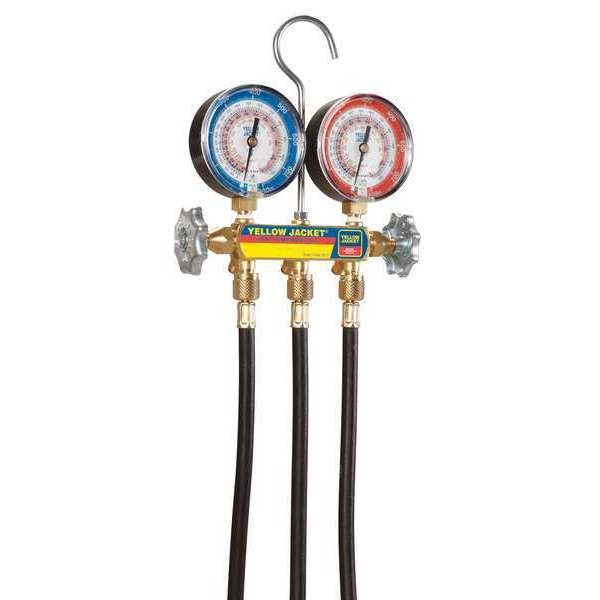 Yellow Jacket Mechanical Manifold Gauge Set, 2-Valve 42044 | Zoro