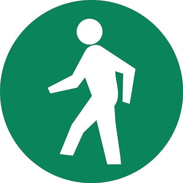 Accuform Man Walking-Floor Sign, 18" dia., Green MFSQ576665AF01 | Zoro