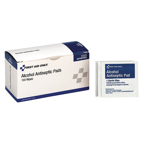 First Aid Only Alcohol Pads, 100/Box H305 | Zoro