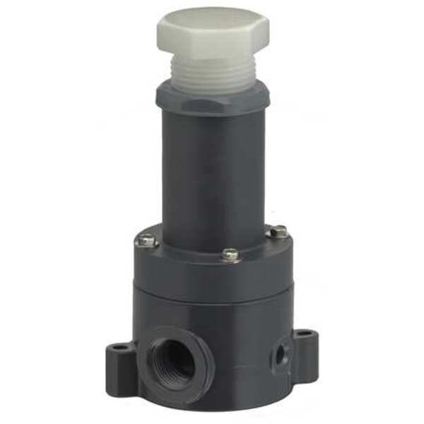 Plast-O-Matic Relief Valve, 1-1/4 In, 5 to 100 psi, PVC RVT125V-PV | Zoro