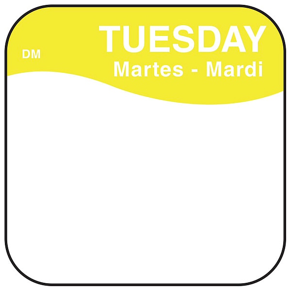 Daymark Food Safety Label, Yellow/White, 3/4 in H IT110037-2-TUE | Zoro