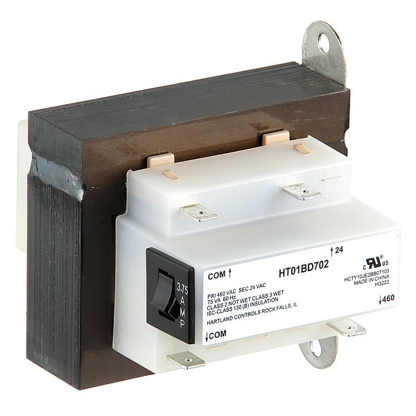 Carrier Transformer, 460V Primary, 24V sec. HT01BD702 | Zoro