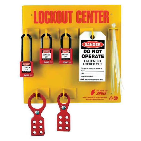 Zing Lockout Station, Filled, 3 Padlocks 7113 | Zoro
