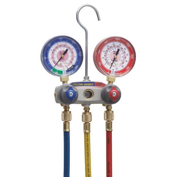 Yellow Jacket Mechanical Manifold Gauge Set, 2-Valve 49867 | Zoro
