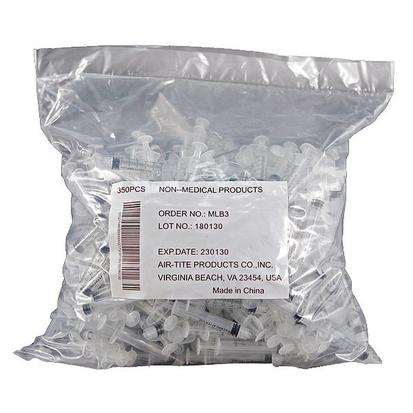Air-Tite Syringe, Bulk, 3mL Luer Lock, PK350 MLB3 | Zoro