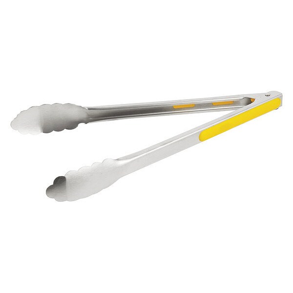 Rubbermaid Commercial Heavy Duty Utility Tongs, 12", Yellow 1980426 | Zoro