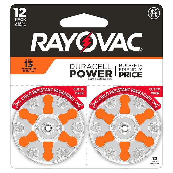 Rayovac Hearing Aid BATT, 1.4V DC, 300 mAh CA, PK12 13CR-12ROVUS | Zoro