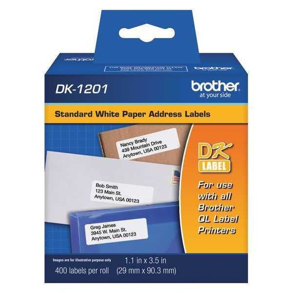 Brother Printer Label, Black/White, Labels/Roll: 400 DK1201 | Zoro