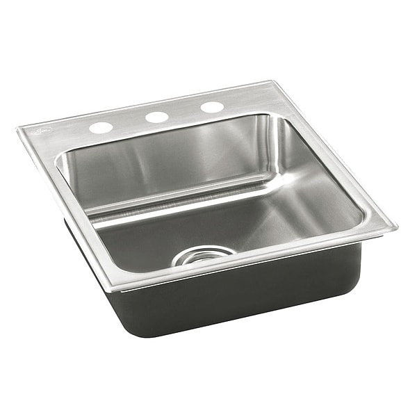 Just Manufacturing Drop-In Sink, 3 Hole, 12" x 12", Stainless steel SLADA1815A553-J | Zoro