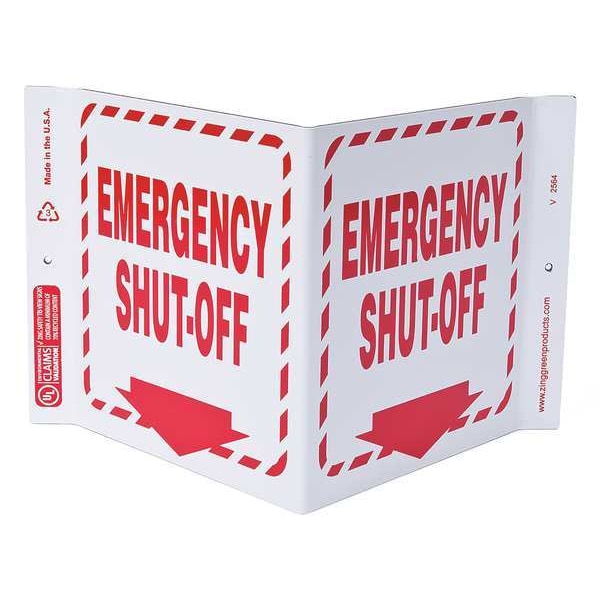 Zing Emergency Shut-Off, Plastic, 7 in x 12 in, V-Shaped, With Mounting ...