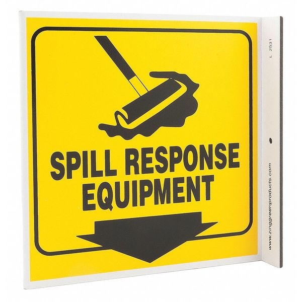 Zing Spill Station Sign, 7 in Height, 7 in Width, Plastic, L-Shape ...