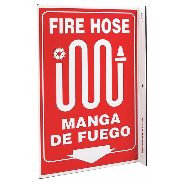 Zing Fire Hose Sign, 11 in Height, 8 in Width, Plastic, L-Shape ...