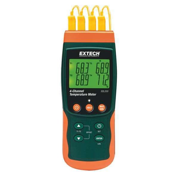 Extech Thermocouple Thermometer, 4 Input SDL200 | Zoro