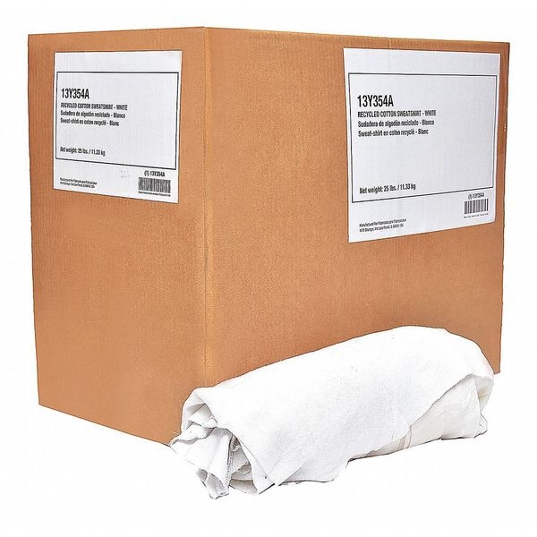 Tough Guy Cotton Cloth Rag 25 lb. Varies Sizes, White 13Y354 | Zoro