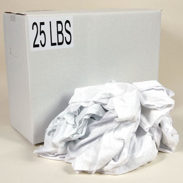 G211025PC Recycled Cotton Sheeting Cloth Rag 25 lb. Varies Sizes, White ...