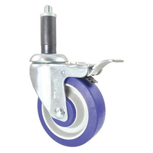 Cc Crest Swivel Stem Caster, Total Lock, Rubber, 4", Wheel Color: Blue ...