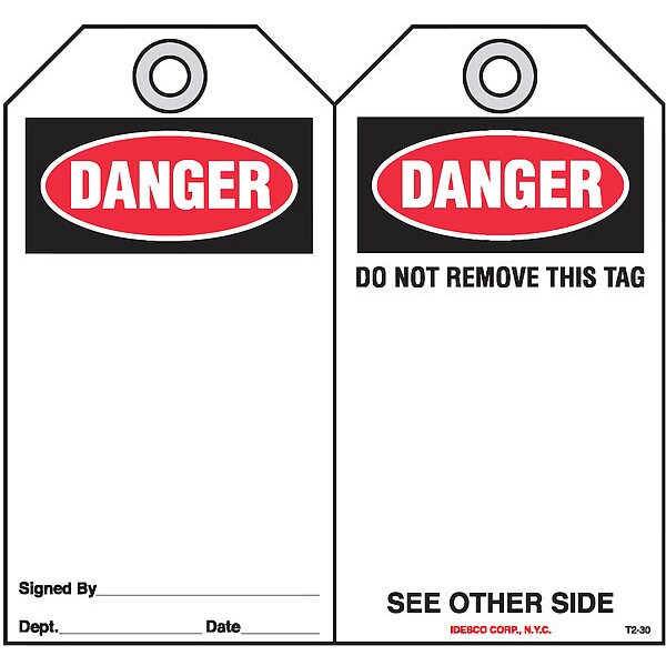 Idesco Safety Danger Logo Only Safety Tag, PK10 KAT230AC | Zoro