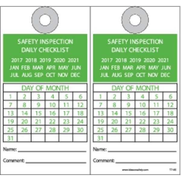 Idesco Safety Equipment Daily Inspection Tag, PK10 KAT765AC | Zoro
