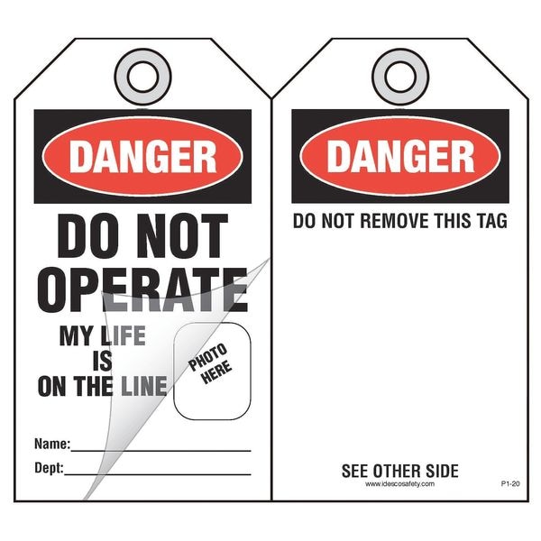 Idesco Safety Self-Laminated Danger Safety Tag, PK10 LAP120AC | Zoro