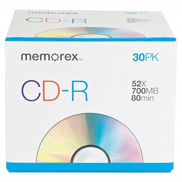 Memorex CD-R Disc, 700 MB, 80 min, 52x, PK30 MEM04531 | Zoro