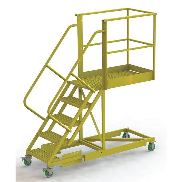 Tri-Arc 92 in H Steel Cantilever Rolling Ladder, 5 Steps, 300 lb Load ...